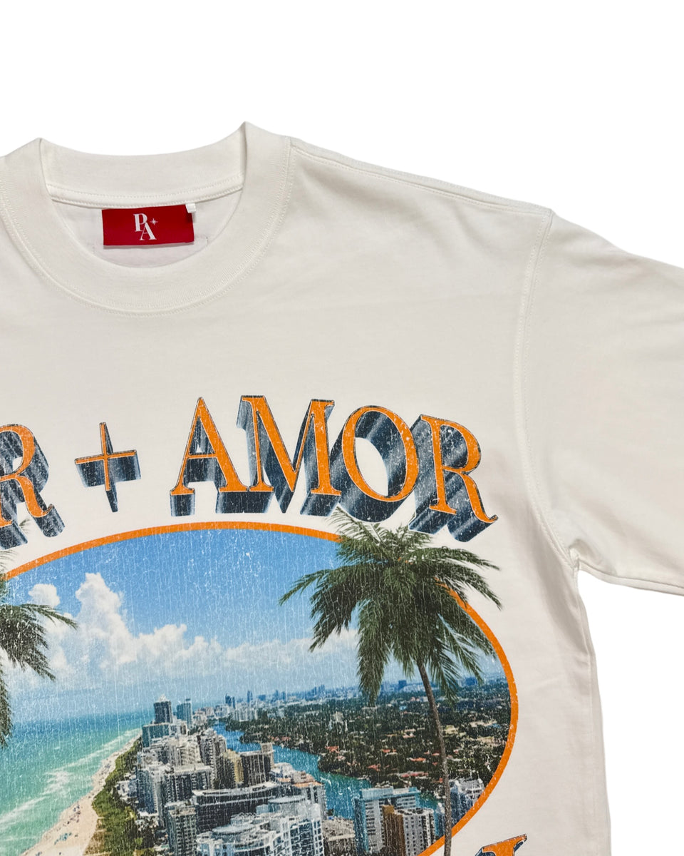 MIAMI' Love Tee - WHITE – POR + AMOR OFFICIAL.